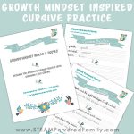 Growth Mindset Inspired Cursive Practice Worksheets